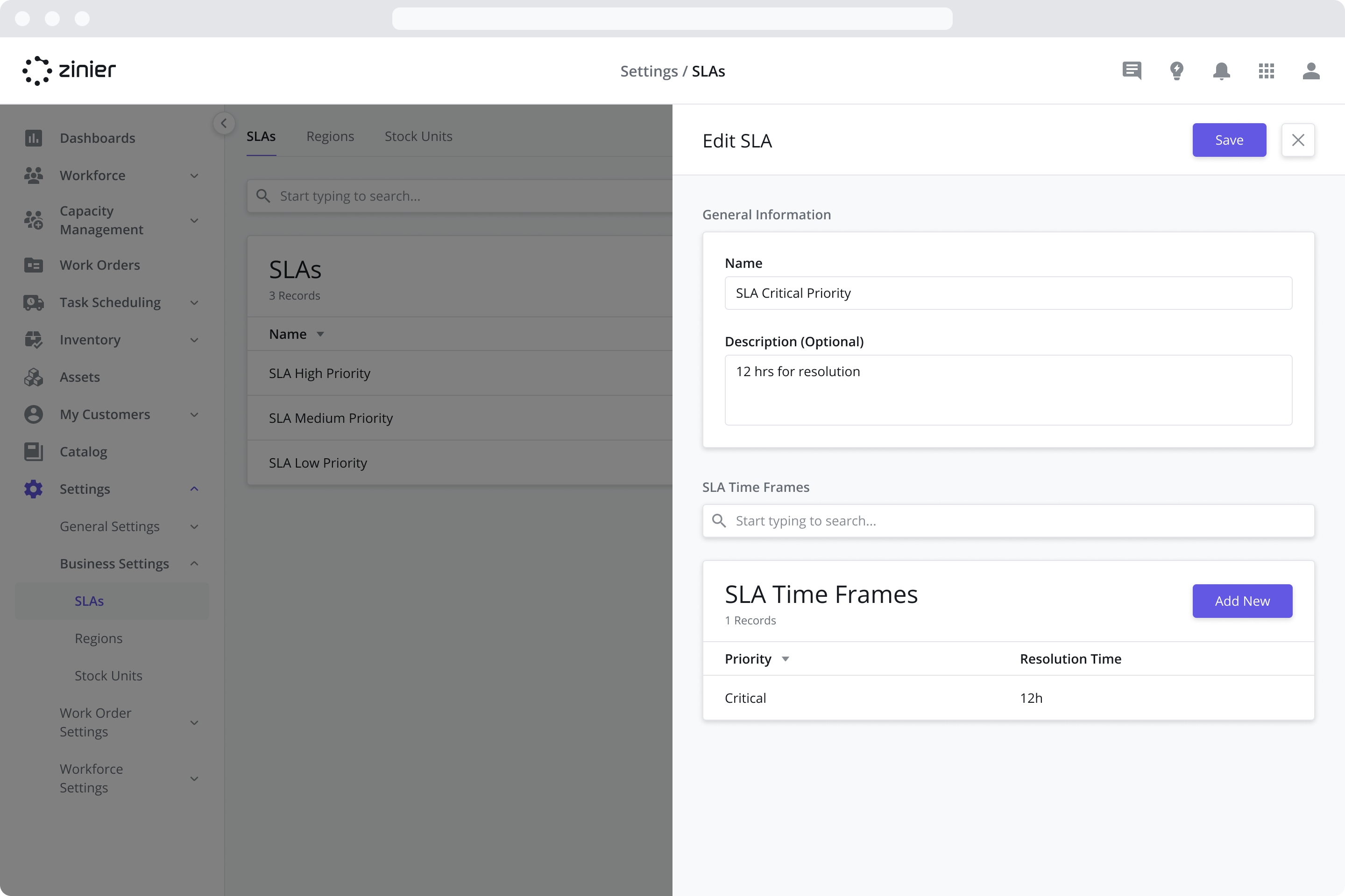 Work Order & Task Settings